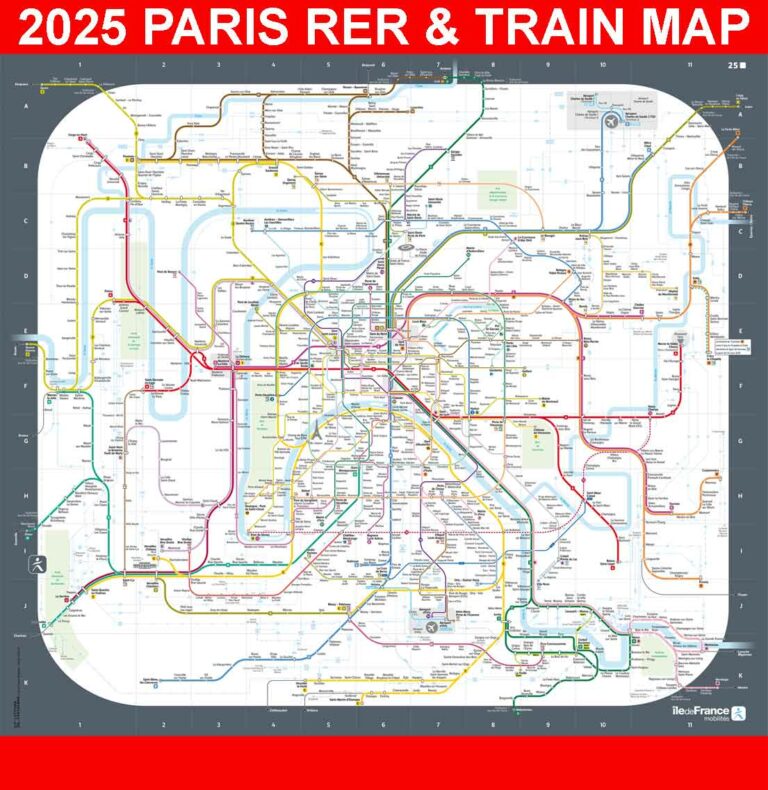 Paris metro map - Paris underground map - Paris RER map